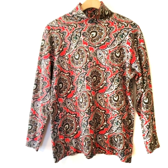 Vintage | Tops | Vintage 8s Carroll Reed Paisley Mock Turtleneck Top ...